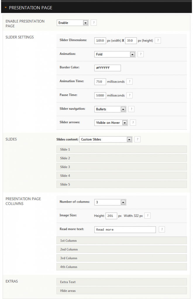 Administration Features – Parabola Theme Demo
